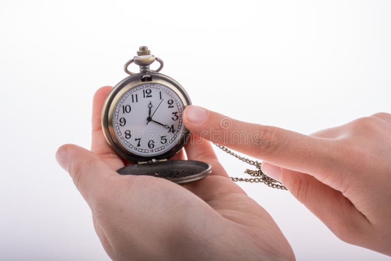 Pocket watch in hand stock image. Image of hand, watch - 145596909