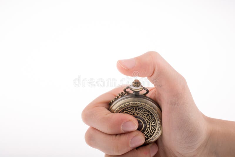 Pocket watch in hand stock image. Image of retro, time - 145965109