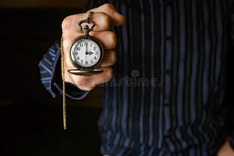 A Pocket Watch in the Hands of a Man Stock Image - Image of clock ...