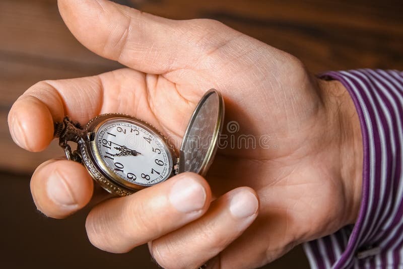 A Pocket Watch in the Hands of a Man Stock Image - Image of equipment ...