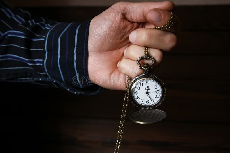 A Pocket Watch in the Hands of a Man Stock Photo - Image of design ...