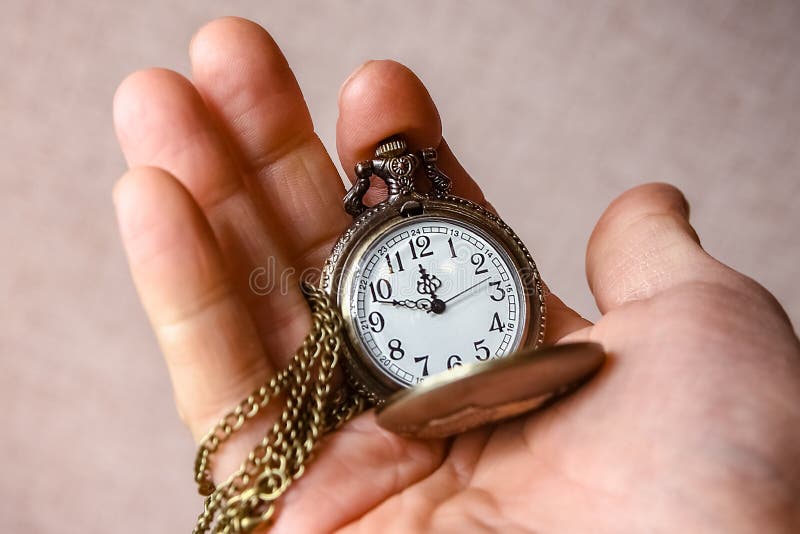 A Pocket Watch in the Hands of a Man Stock Image - Image of history ...