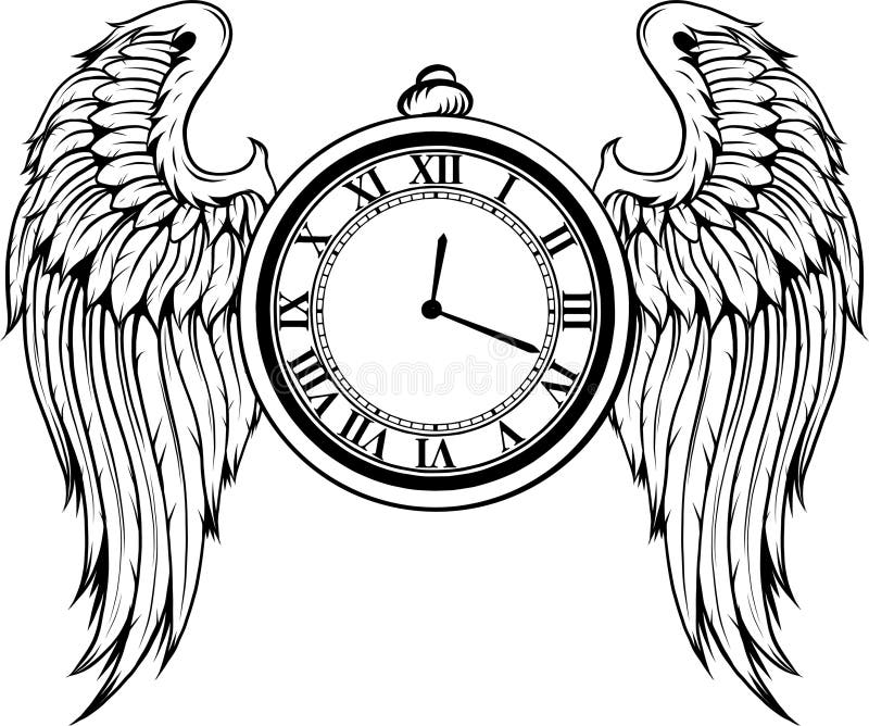 Pocket Watch With Wings Tattoo