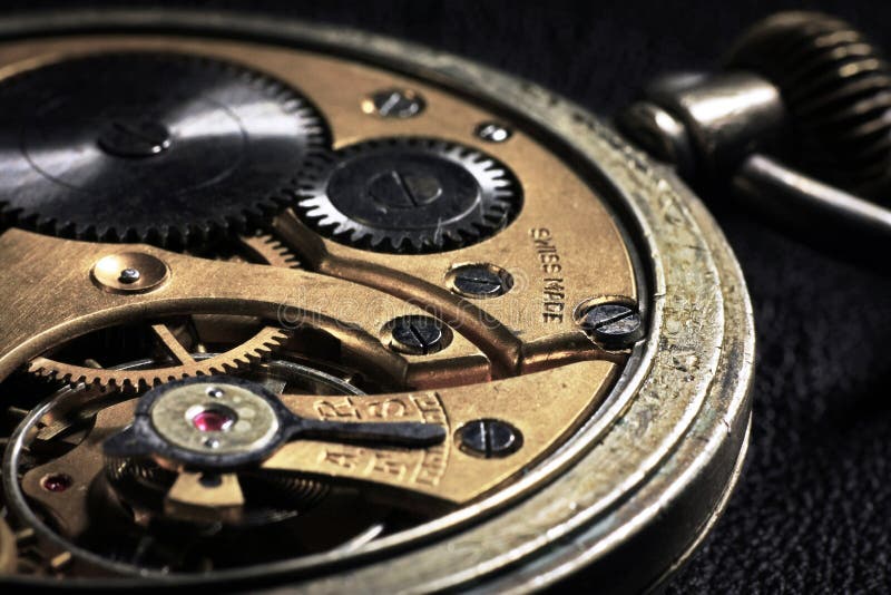 Pocket Watch Inside with Wheels and Springs Close Up Stock Image ...