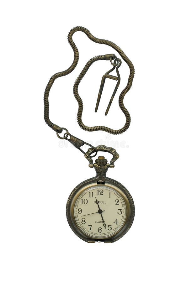 Classic Pocket Watch Isolated on White Background. Editorial ...