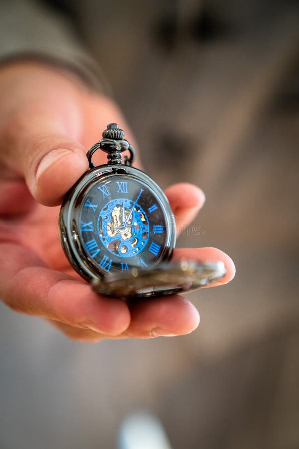 The Pocket Watch in Noble Blue Stock Image - Image of watch, retro ...