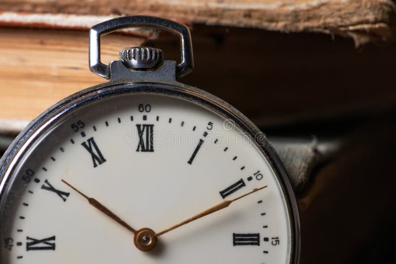 Pocket Watch and Old Book in Vintage Style Stock Photo - Image of ...