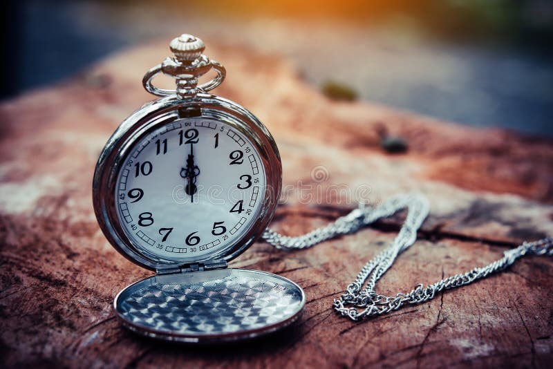 Pocket Watch on an Old Tree Stump Stock Photo - Image of clock, elegant ...