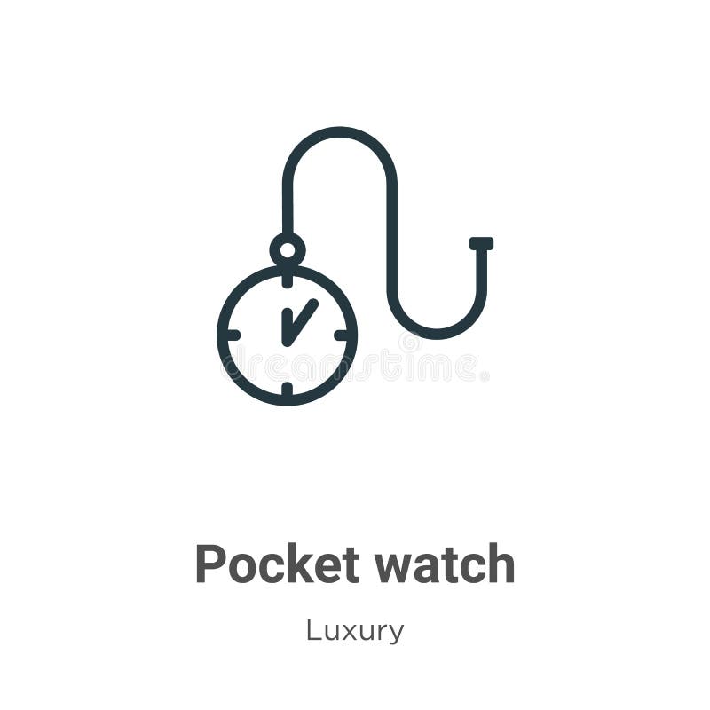 Pocket Watch Outline Vector Icon. Thin Line Black Pocket Watch Icon ...