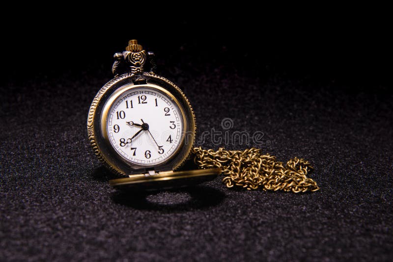 Pocket Watch Over Dark Texture Stock Photo - Image of history, chain ...