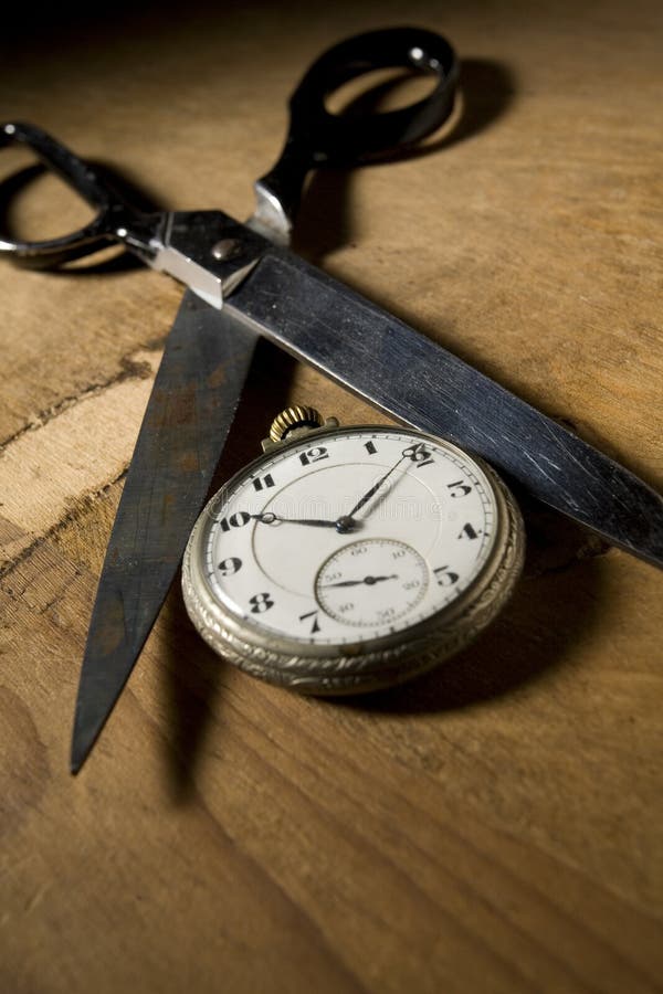 Pocket Watch with Scissors stock image. Image of timepiece - 11975873