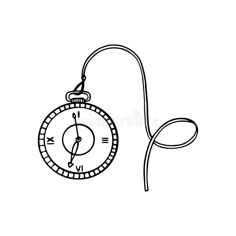 Pocket Watch Vector Drawing on White Background Stock Vector ...