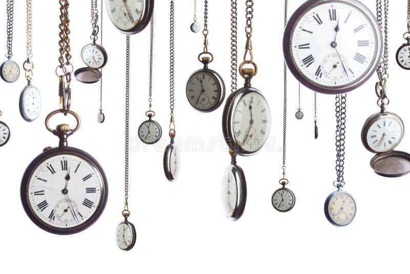 Pocket Watches on Chain Isolated Stock Image - Image of aged, hours ...