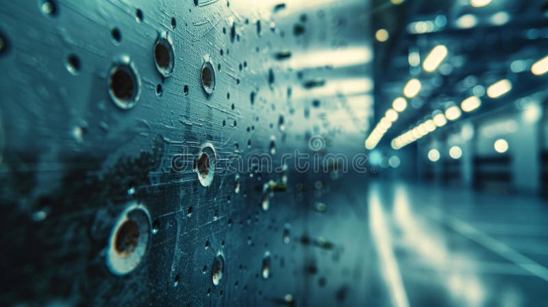 Pockmarked Shooting Target in Indoor Firing Range. Concept of Firearms ...