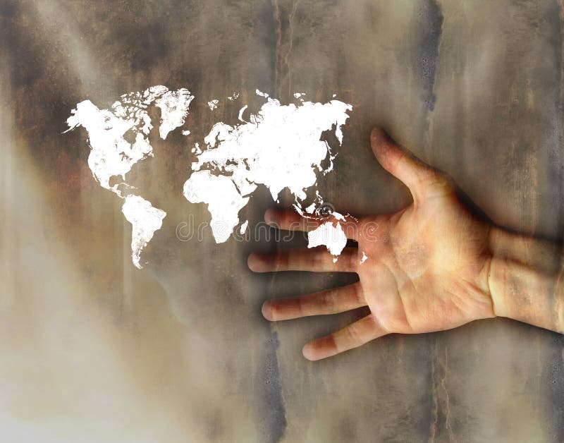 Poco Worldmap en la mano foto de archivo. Imagen de internet - 663488