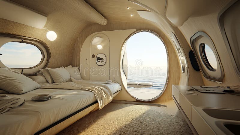 Pod in Camper Van Setup, Minimalist Interior . Stock Image - Image of ...