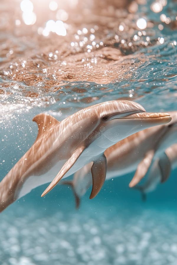 A Pod of Dolphins Leaps Joyfully through the Surface of the Water ...