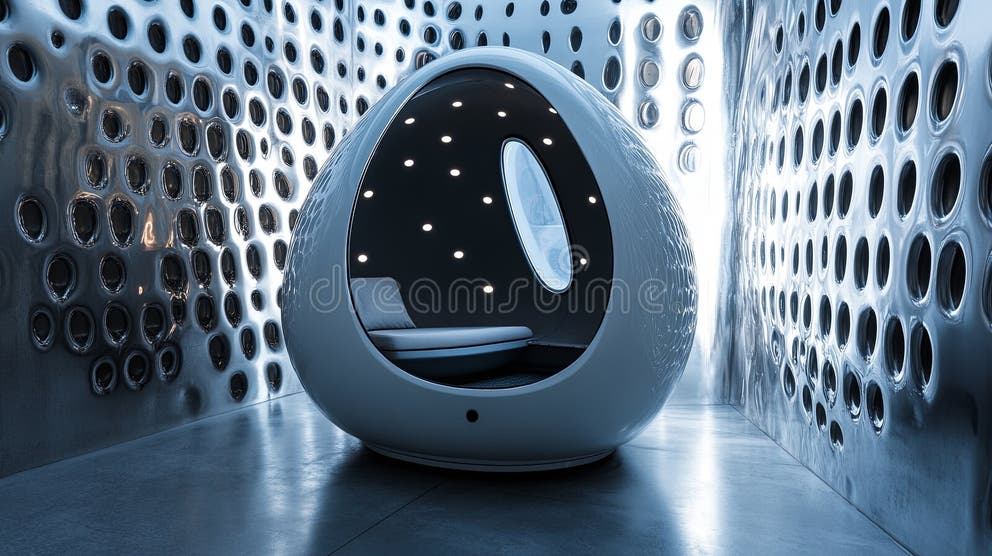 Pod in High-tech Chamber, Metallic Tones . Stock Image - Image of home ...