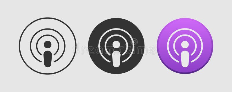 Podcast App Icon Vector Set. Linear and Filled Style Sign for Mobile ...