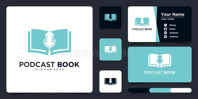 Podcast Books Logo Design Template and Bussines Card. Premium Vector ...