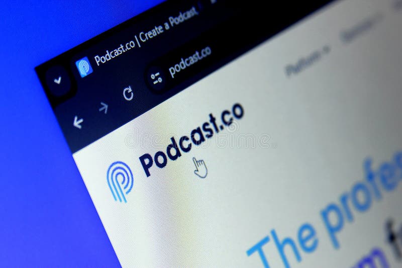 Podcast.co podcast app editorial stock photo. Image of symbol - 301285928