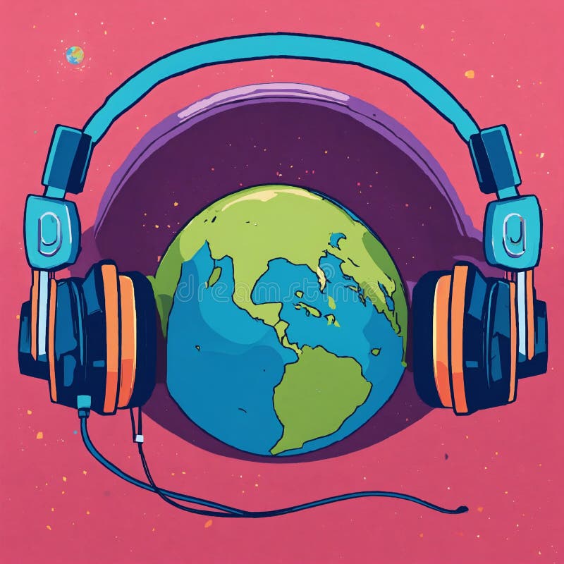 Podcast Headphones on Abstract Background Stock Illustration ...