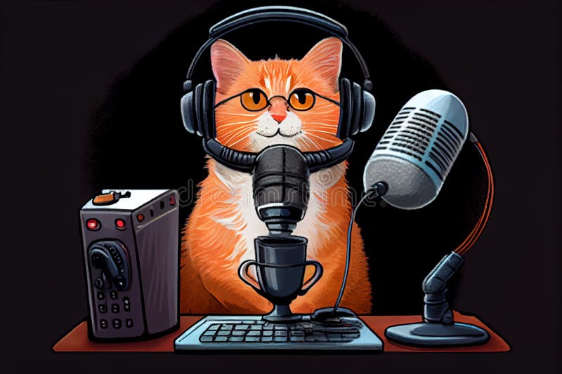 Podcast Host Cat. AI Generated Stock Illustration - Illustration of ...