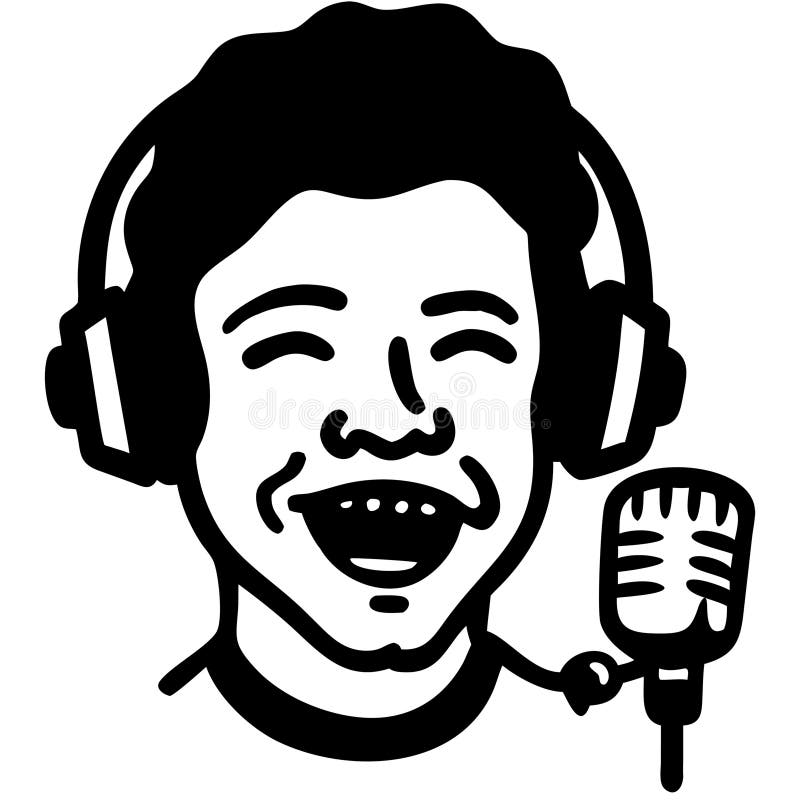 Podcast Host Vector Art with Headphones and Microphone for Creative ...