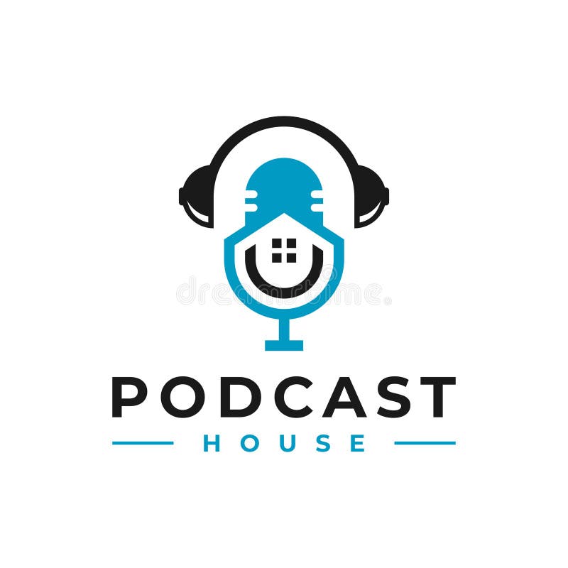 Podcast House Illustration Logo Stock Vector - Illustration of business ...