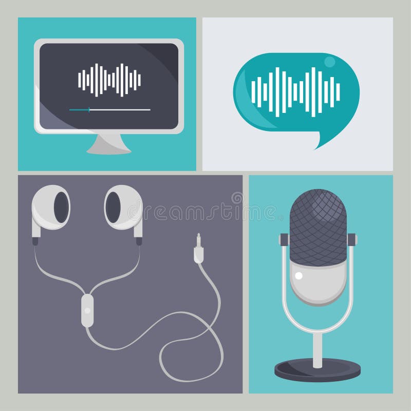 Podcast icon collection stock vector. Illustration of music - 253782190