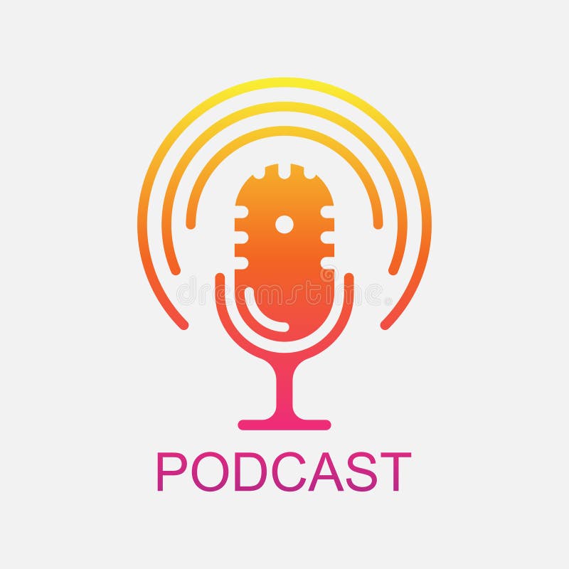 Table Studio Microphone Icon. Broadcast Sign. Podcast Emblem Design ...