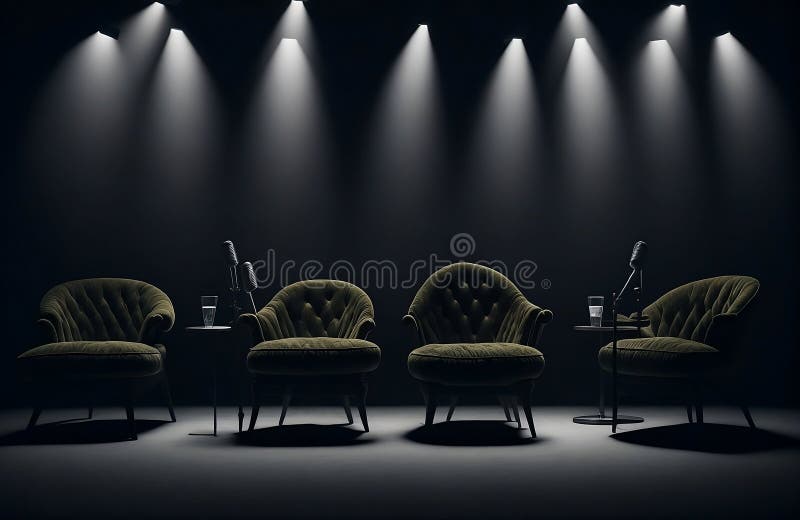 Podcast or Interview Room, with a Dark Background Creating a Dramatic ...