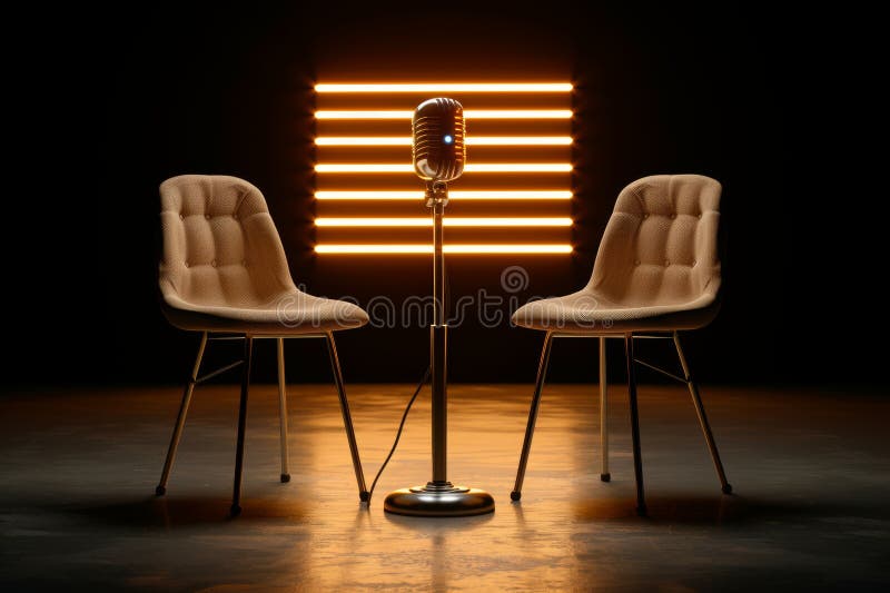Interview with microphone stock image. Image of equipment - 72610697