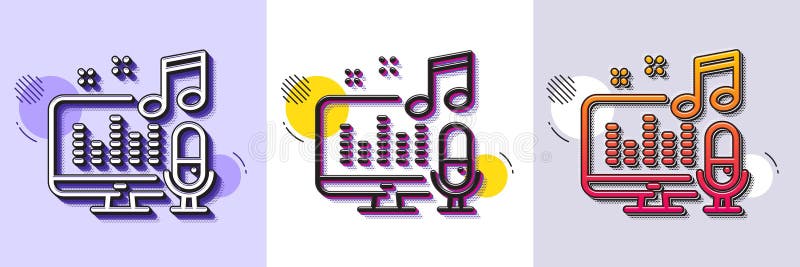 Podcast Line Icon. Studio Mic Sign. Halftone Dotted Pattern. Vector ...