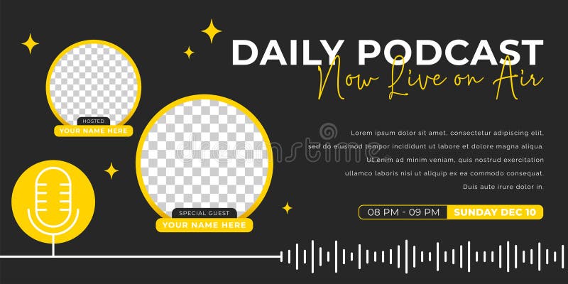 Podcast Live Banner Ads Background Stock Vector - Illustration of icon ...
