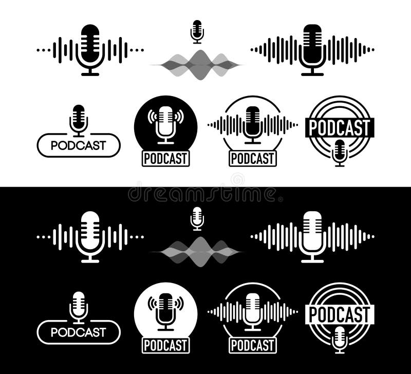 Podcast Logo Collection in Different Design. the Podcast Radio ...