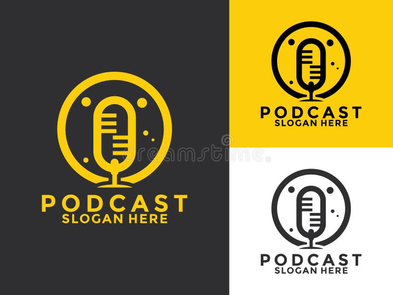 Podcast Logo Design Vector on Flat Style, Podcast Logo Stock ...