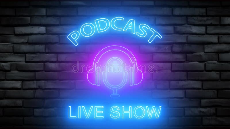 Podcast Logo Glowing Light Effect Green Screen Background Stock Footage ...