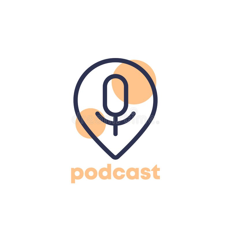 Podcast Logo Icon with Pin Marker, Vector Stock Vector - Illustration ...