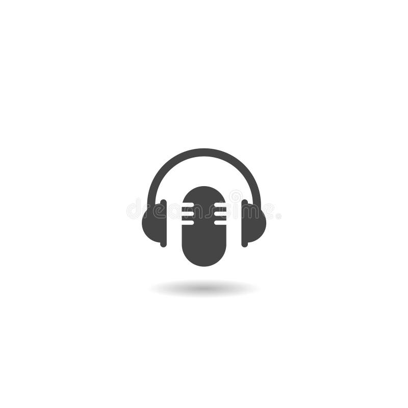 Podcast Logo Icon with Shadow Stock Vector - Illustration of microphone ...