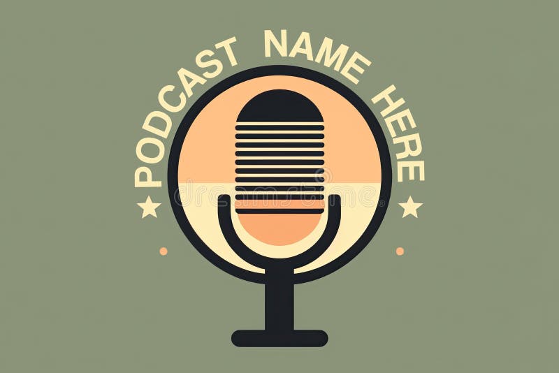 Podcast Logo Illustration Made with Generative AI. Stock Image - Image ...