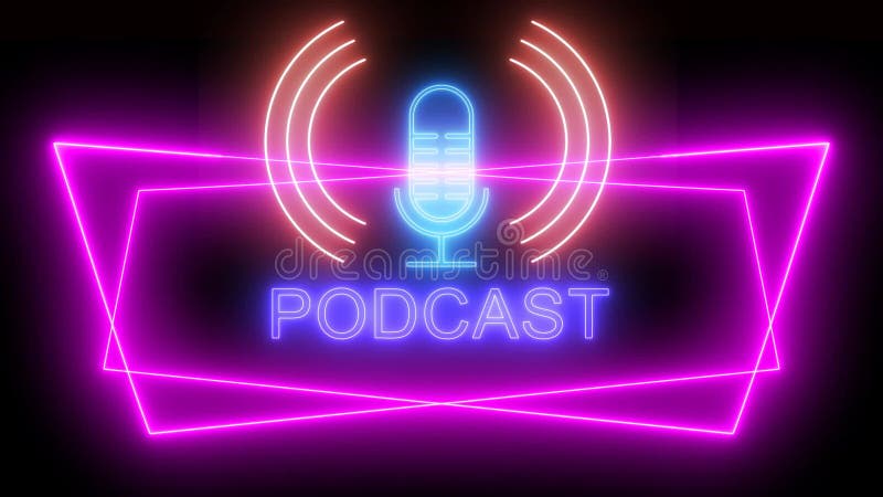 Podcast Logo Neon Light Effect Green Screen Background Stock Video ...