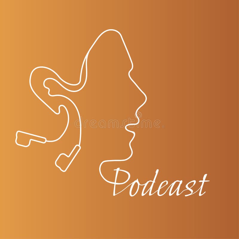 Podcast Logo. Wired Headphones in the Shape of a Face. Vector Image ...