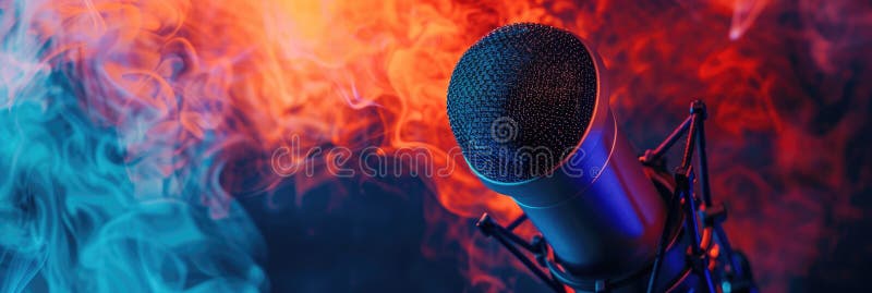 Podcast Microphone on Abstract Background Stock Illustration ...
