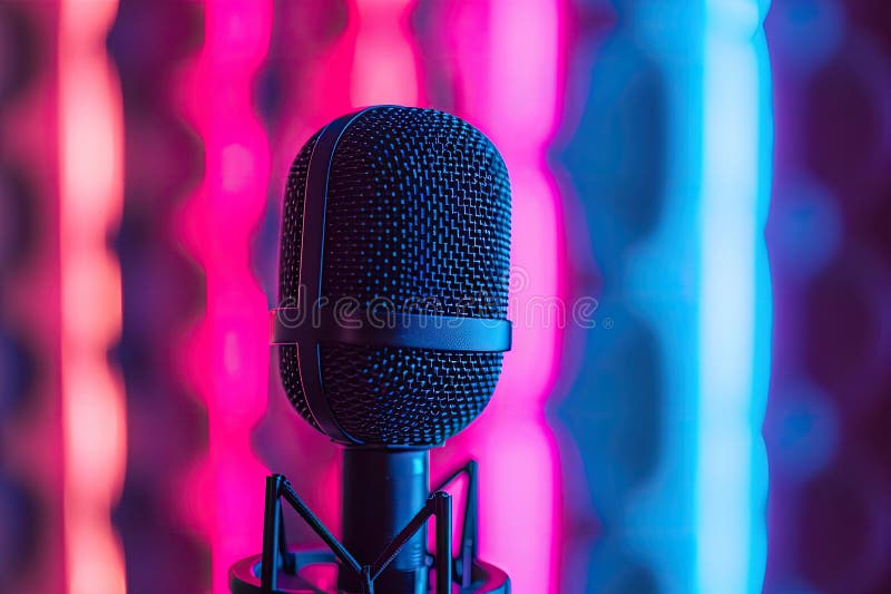 Podcast Microphone on Abstract Background Stock Illustration ...
