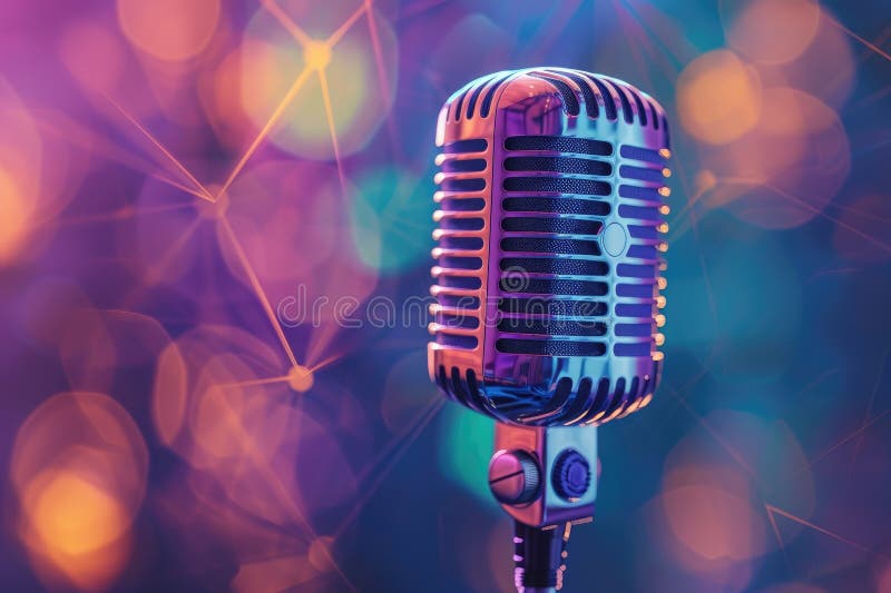 Podcast Microphone on Abstract Background Stock Illustration ...