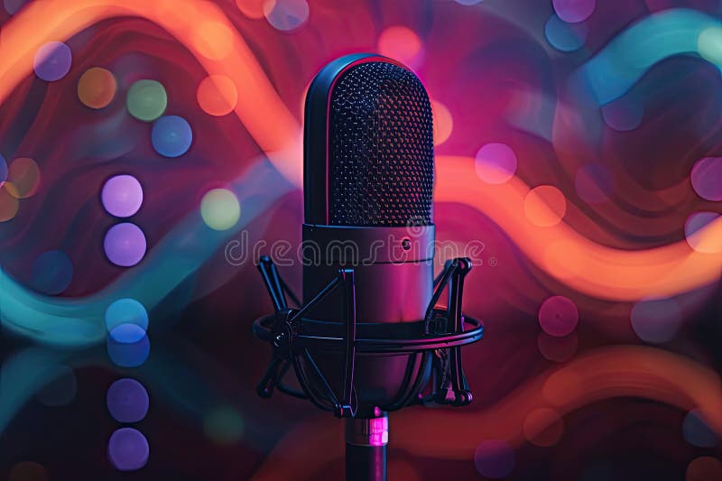 Podcast Microphone on Abstract Background Stock Illustration ...