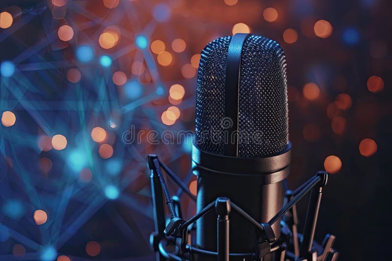 Podcast Microphone on Abstract Background Stock Illustration ...