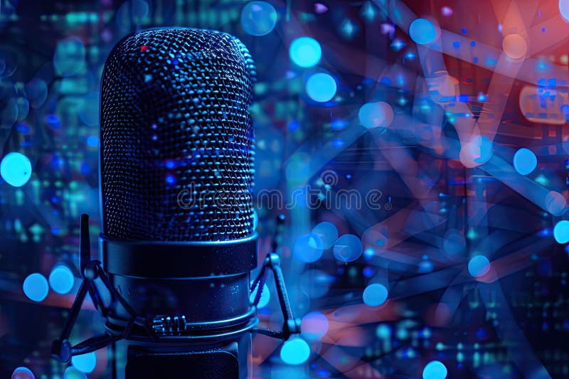 Podcast Microphone on Abstract Background Stock Illustration ...