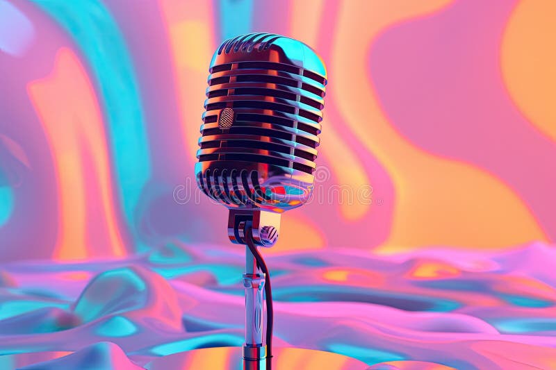 Podcast Microphone on Abstract Background Stock Illustration ...